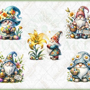 Floral Easter Gnome, Watercolor Clipart Bundle, 14 HQ Printable Image ...