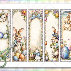 Easter Bunny Bookmarks Vol.02, Watercolor Digital Sheets, 2x7 Inch 20 ...
