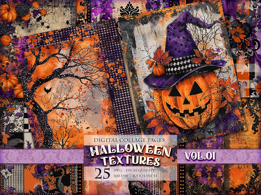 Halloween Textures Vol.01, Printable 25 HQ JPG Image, Digital Junk ...