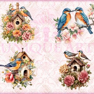 Bird Houses Watercolor Clipart Bundle HQ Printable PNG Format Instant ...