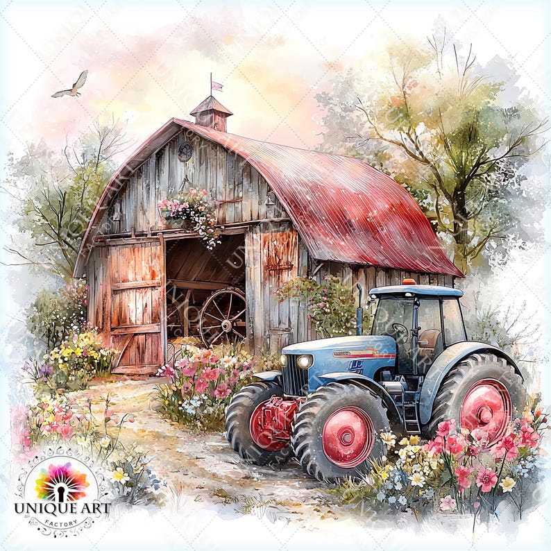 Spring Farm Landscape, Floral View Clipart, Printable HQ 33 JPG Image ...