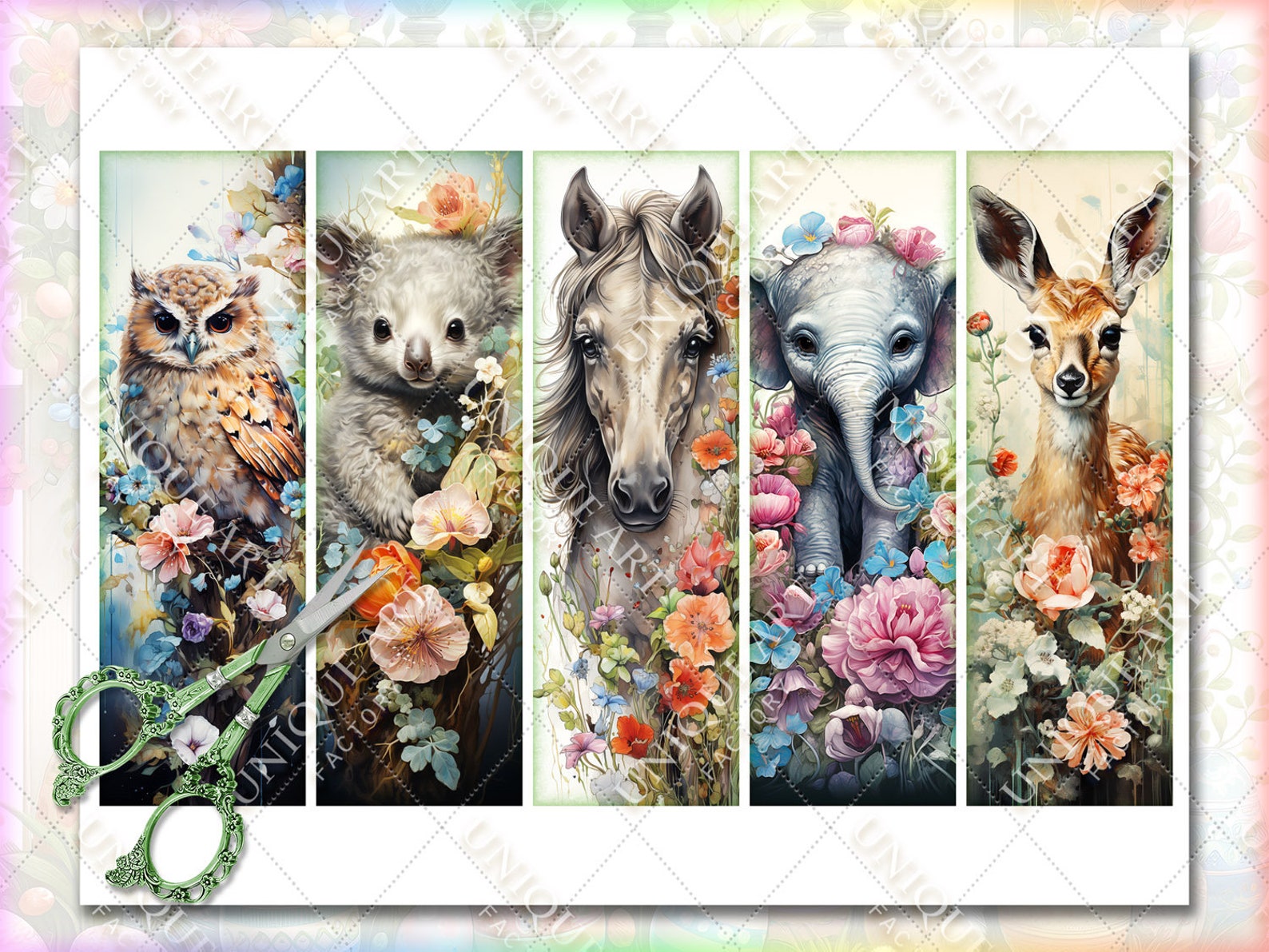 Spring Animals Bookmarks, Watercolor Digital Sheets, 2x6,3 Inch 20 ...