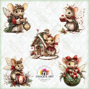 Christmas Fairy Mouse, Printable 15 HQ PNG Clipart Bundle, Scrapbook ...