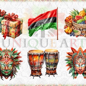 Kwanzaa, African American Heritage Celebration, Watercolor Clipart ...