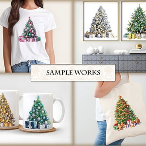 Christmas Tree, Watercolor Clipart Bundle, 18 HQ Printable Transparent ...