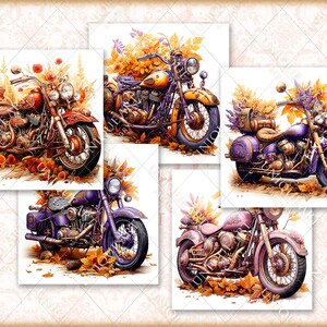 Autumn Motorcycles, Classic Boho Style Motorcycle, Watercolor Printable ...