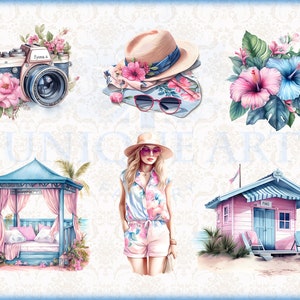 Summer Beach Watercolor Clipart Bundle HQ Printable PNG - Etsy