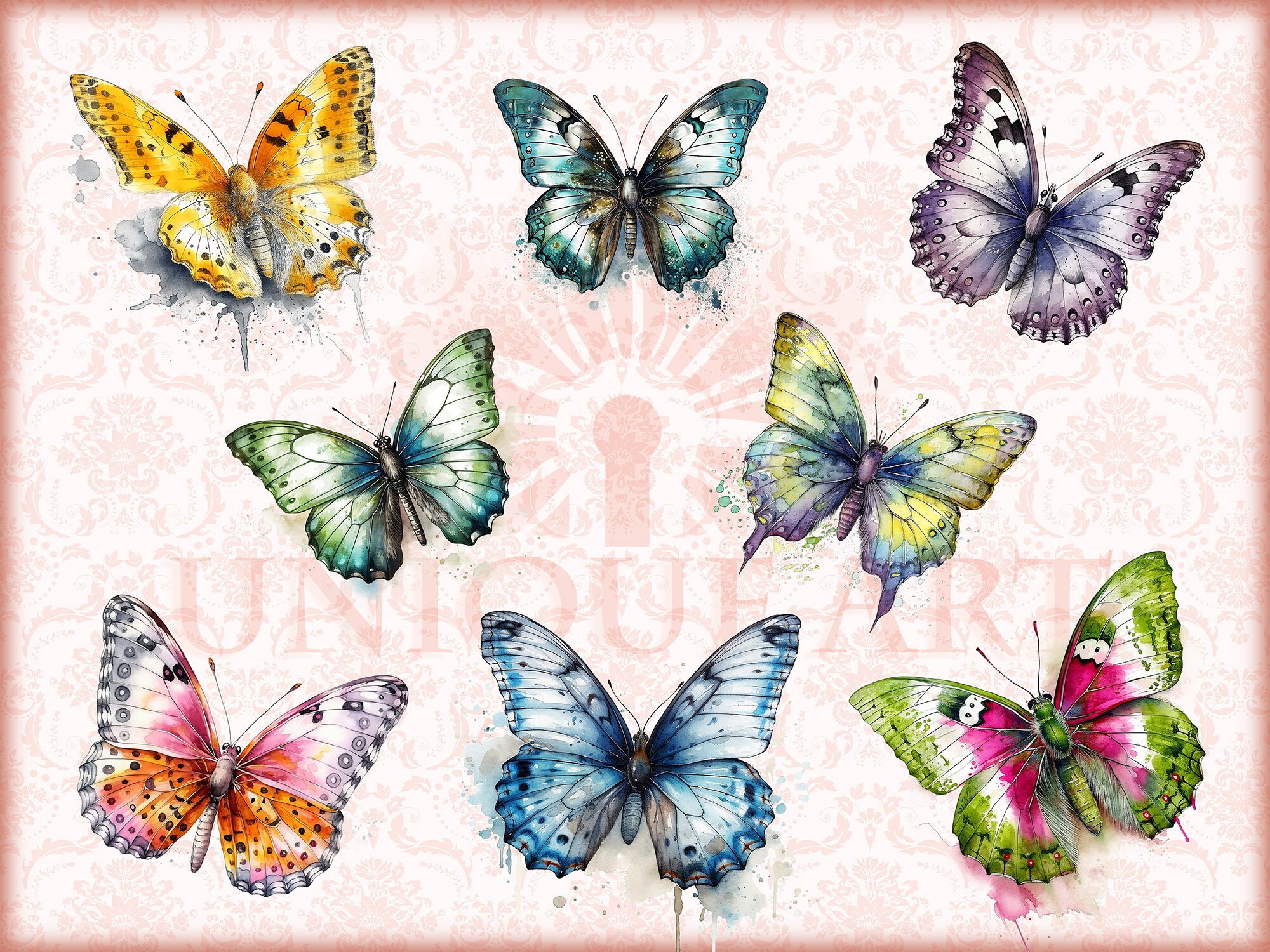 Butterfly Colorful Watercolor Clipart Bundle HQ Printable - Etsy