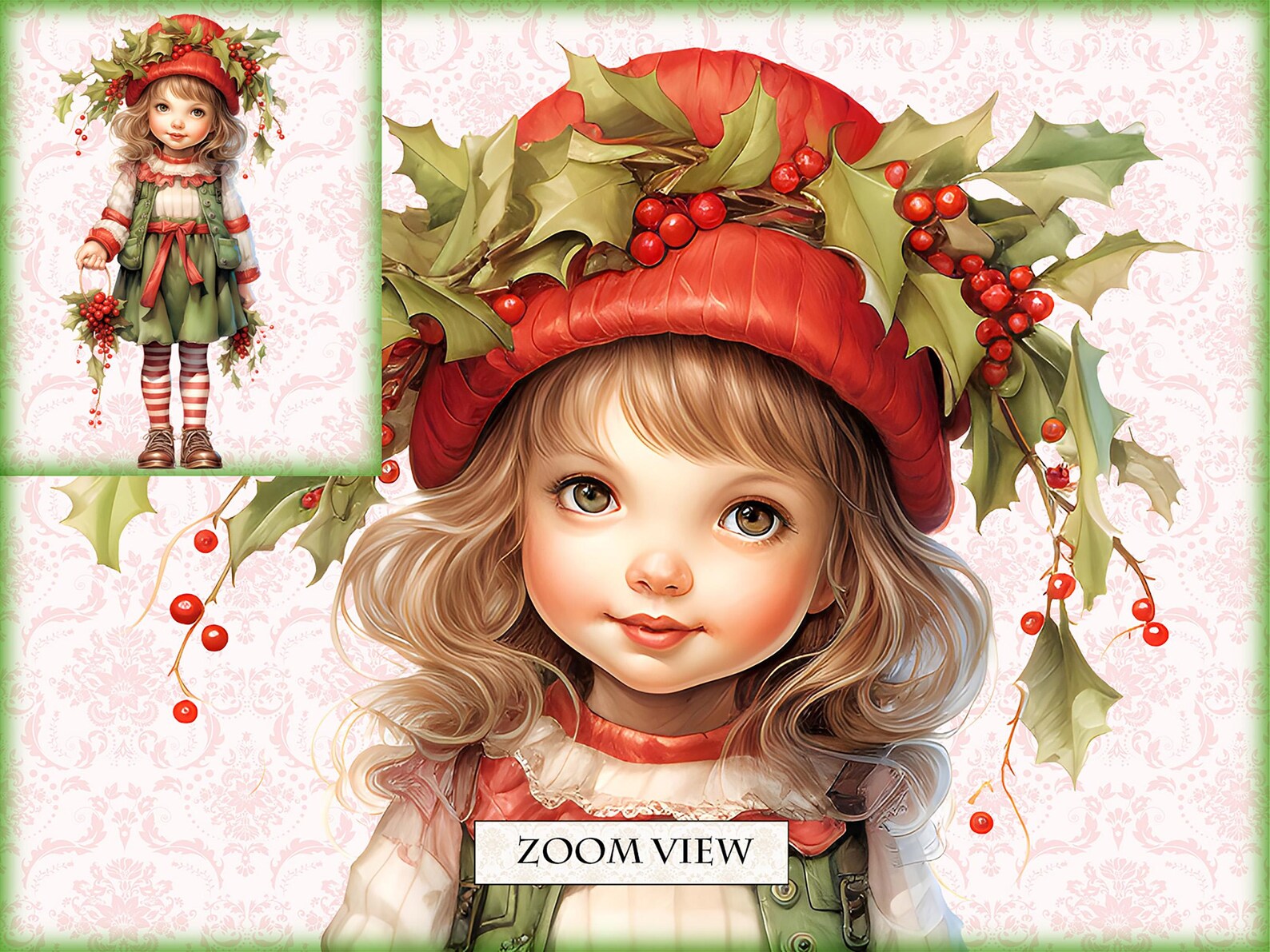 Christmas Holly Jolly Girl, Watercolor Clipart Bundle, 22 HQ Printable ...