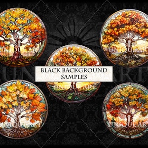 Autumn Sycamore Trees, Stained Glass Watercolor Clipart Bundle HQ ...