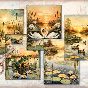 Sunset on the Lake Vol.02, Watercolor Scrapbook Junk Journal Collage ...