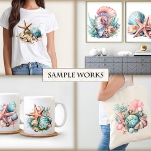 Seashells, Underwater Themed Watercolor Clipart Bundle, 21 HQ Printable ...