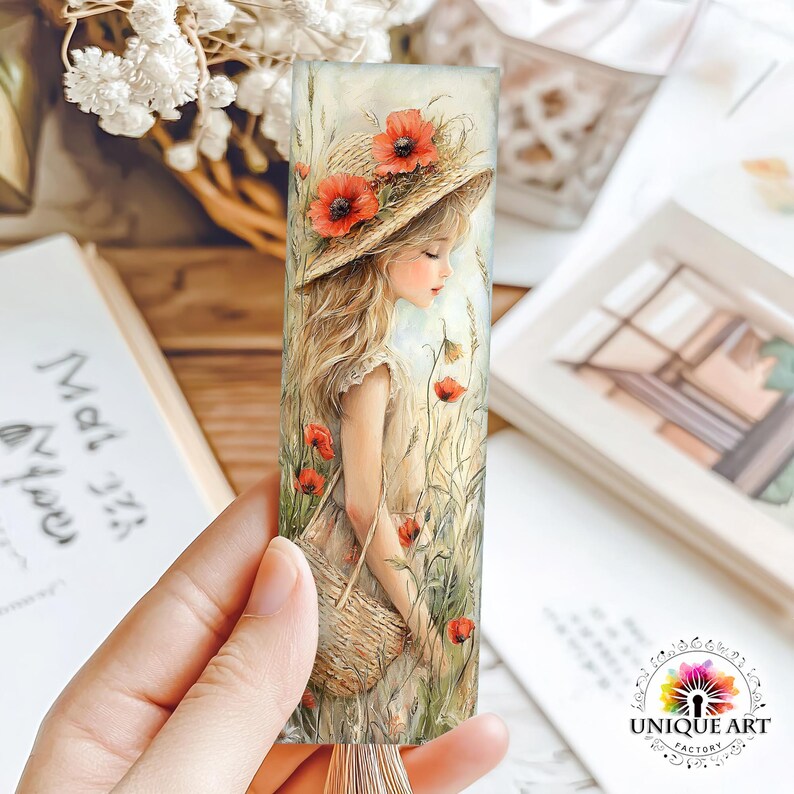 Floral Little Girl Bookmarks, 2x6,5 Inch 20 Bookmarks in 4 Printable ...