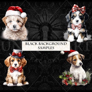 Christmas Puppies, Cute Puppy Watercolor Clipart Bundle, HQ Printable ...