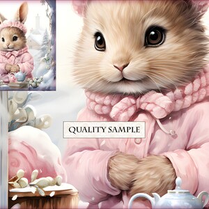 Cute Bunny in the Window, Watercolor Printable Pages, HQ 17 JPG 13,5 X ...