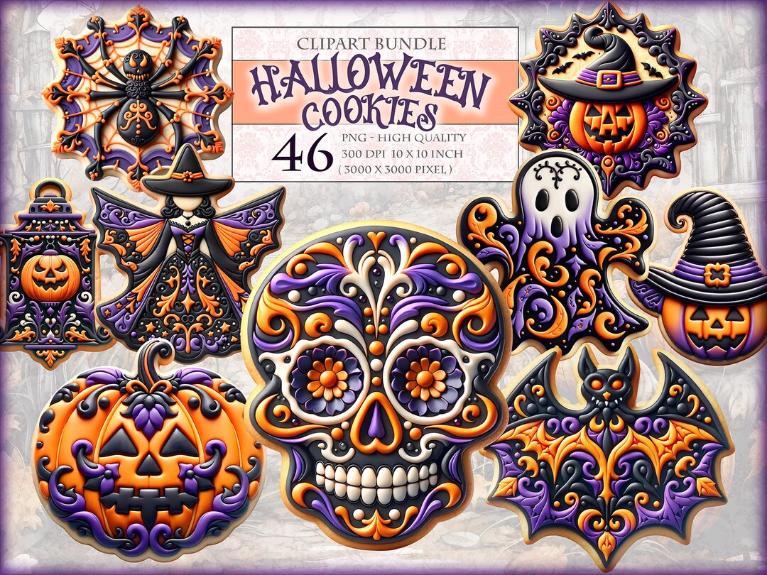 Halloween Cookies, Gingerbread Man, Autumn Themed Watercolor Clipart ...