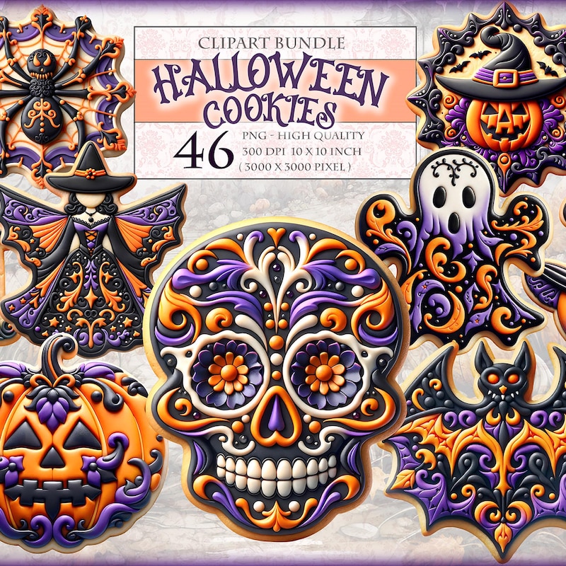 Halloween Cookie Clipart - Etsy