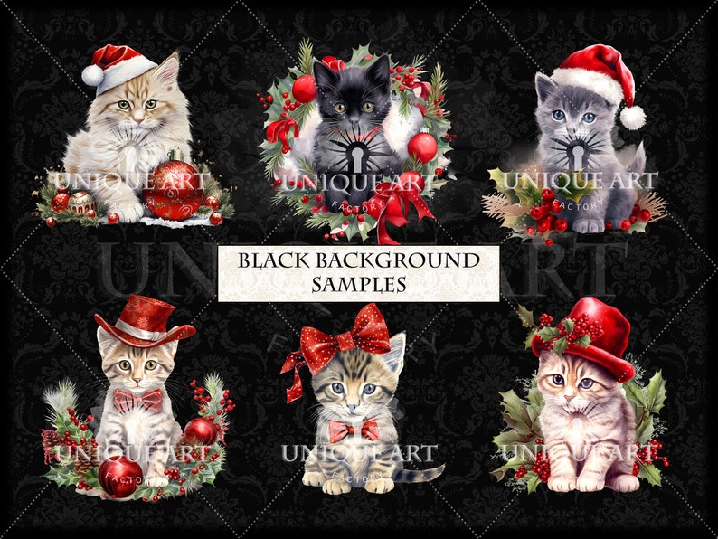 Christmas Cute Kitten / Cats Gifts and Ornaments Watercolor - Etsy