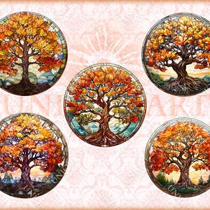 Autumn Sycamore Trees, Stained Glass Watercolor Clipart Bundle - HQ ...