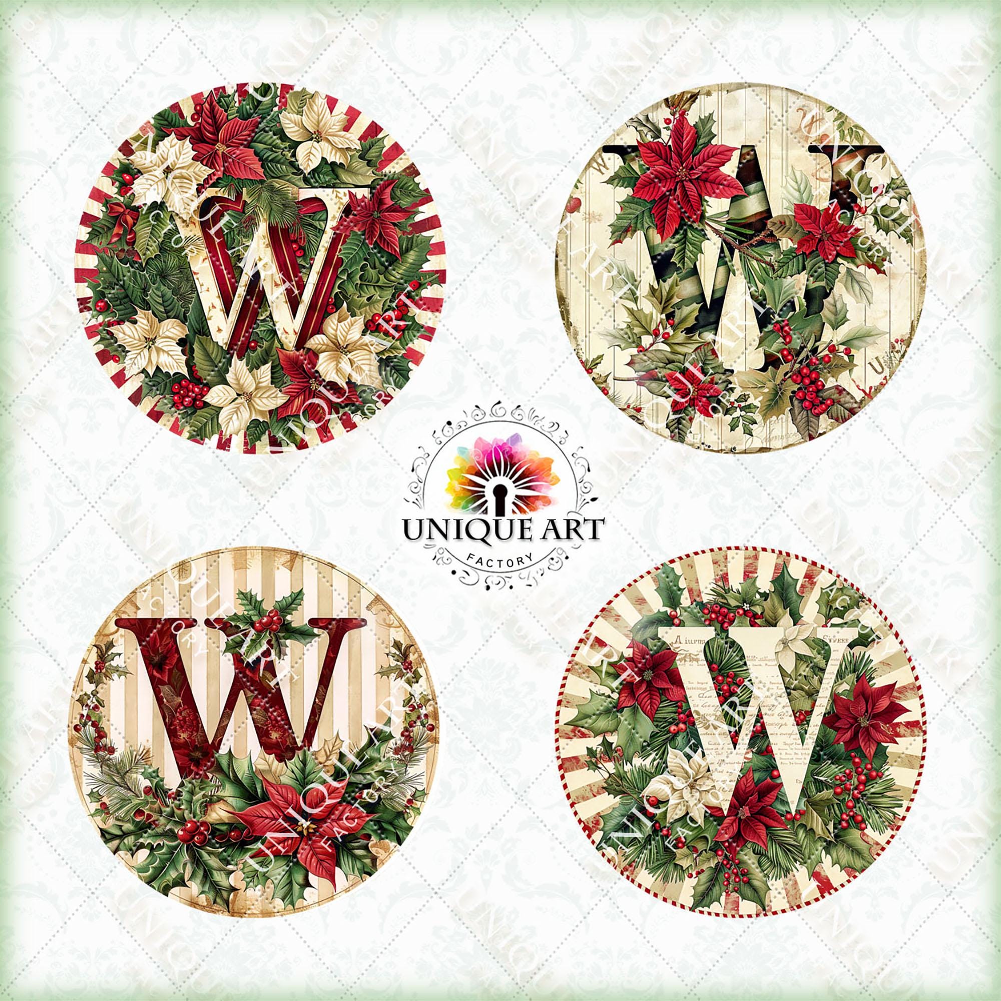 Christmas Letters - W - Watercolor Clipart Bundle 8 HQ PNG Printable ...