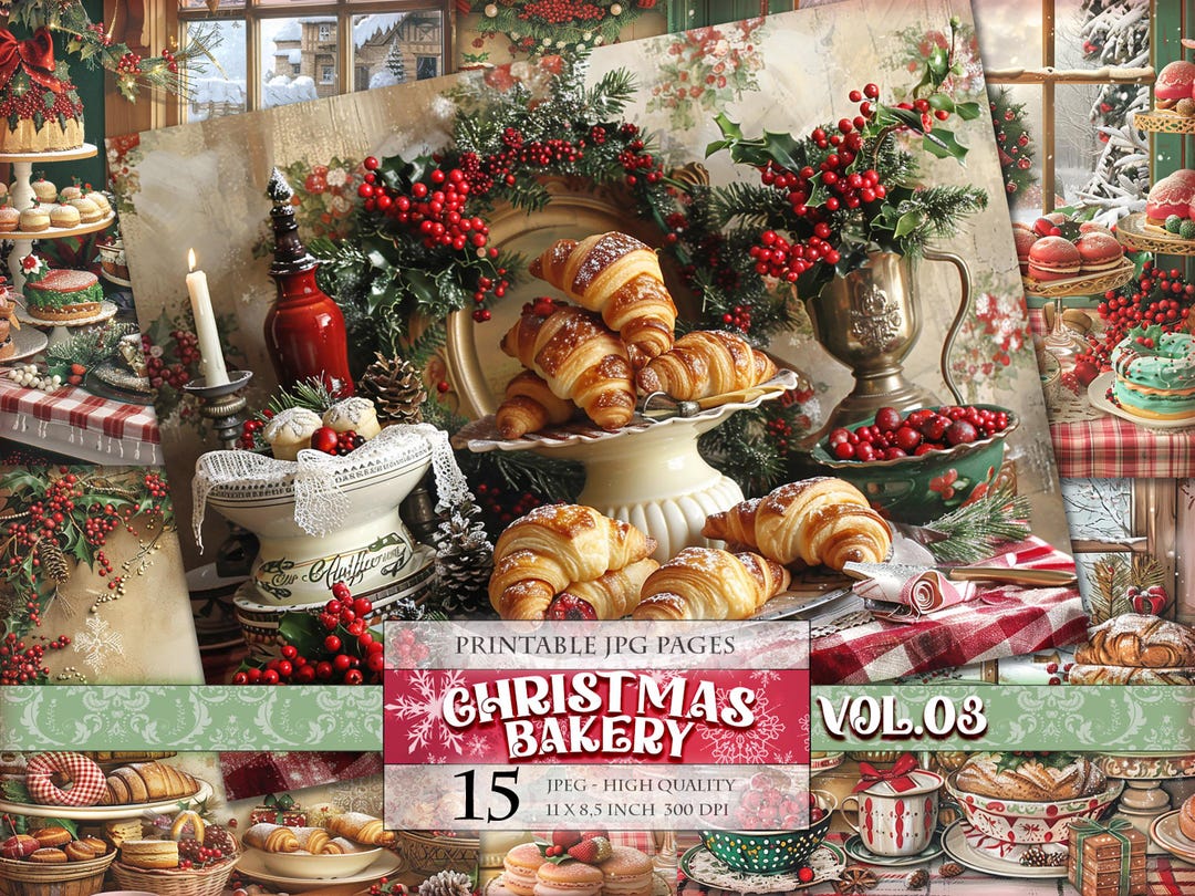 Christmas Bakery Vol.03, Printable Digital Images, 15 HQ JPG Page, Junk ...