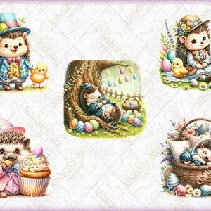 Easter Cute Hedgehog, Watercolor Clipart Bundle, 27 HQ Printable Image ...