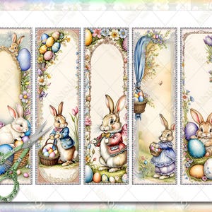 Easter Bunny Bookmarks Vol.02, Watercolor Digital Sheets, 2x7 Inch 20 ...