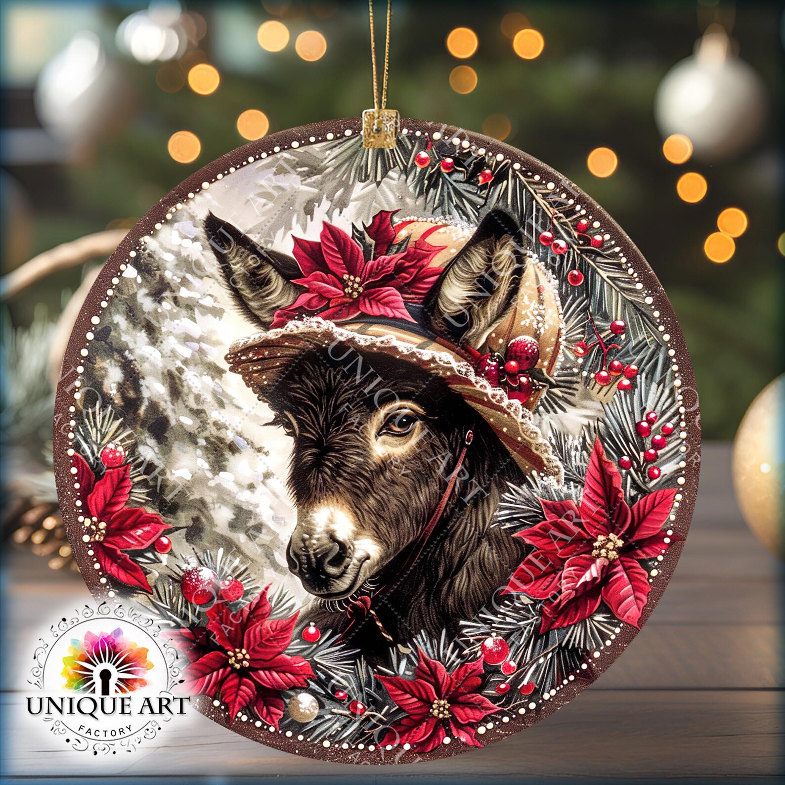 Christmas Donkeys - Round Clipart Bundle, Printable 16 PNG Image, Door ...