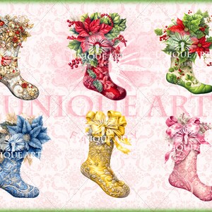 Christmas Stocking, Winter Themed Watercolor Clipart Bundle, HQ ...