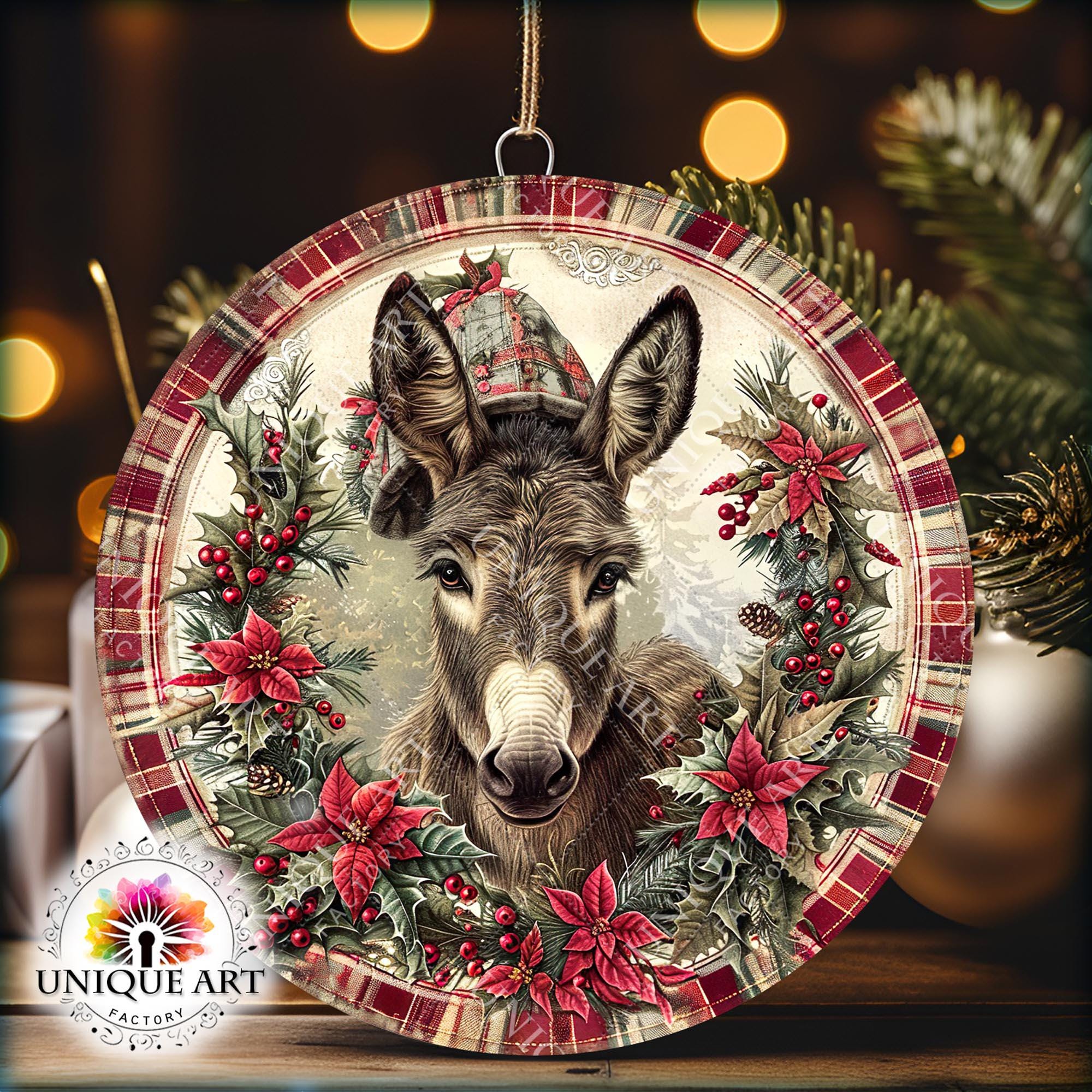 Christmas Donkeys - Round Clipart Bundle, Printable 16 PNG Image, Door ...