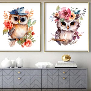 Cute Owls, Watercolor Clipart Bundle, Junk Journal, Scrapbook ...
