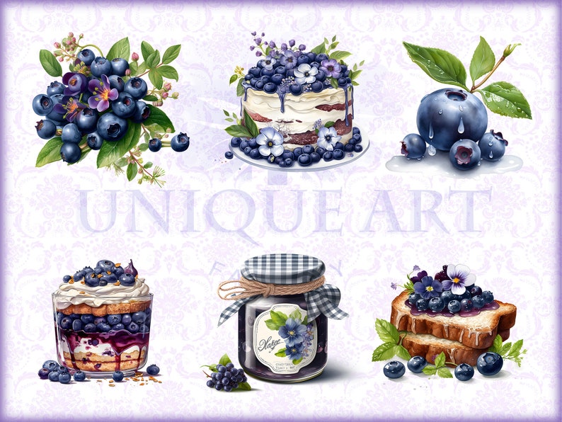Blueberry Love Blueberry Themed Watercolor Clipart Bundle - Etsy