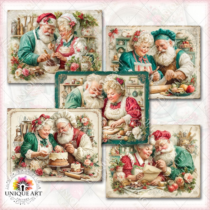 Christmas Mr and Mrs Claus' Kitchen, Printable 19 JPG Image, Cozzy ...