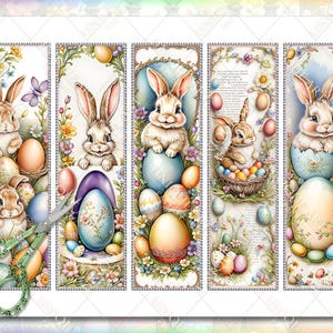 Easter Bunny Bookmarks Vol.01, Watercolor Digital Sheets, 2x7 Inch 20 ...