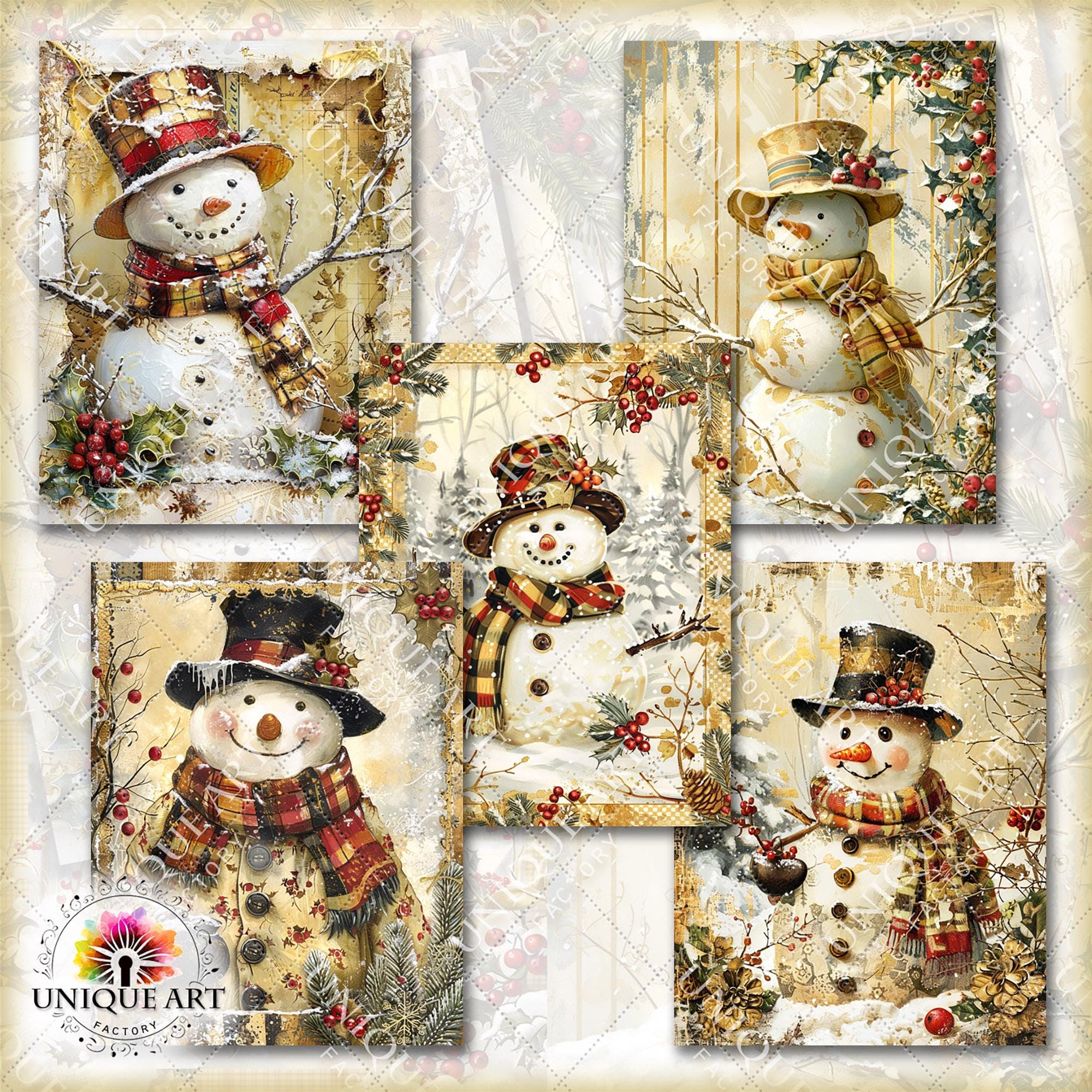 Christmas Yellow Snowman Vol.02, Winter Landscape Printable 15 HQ JPG ...
