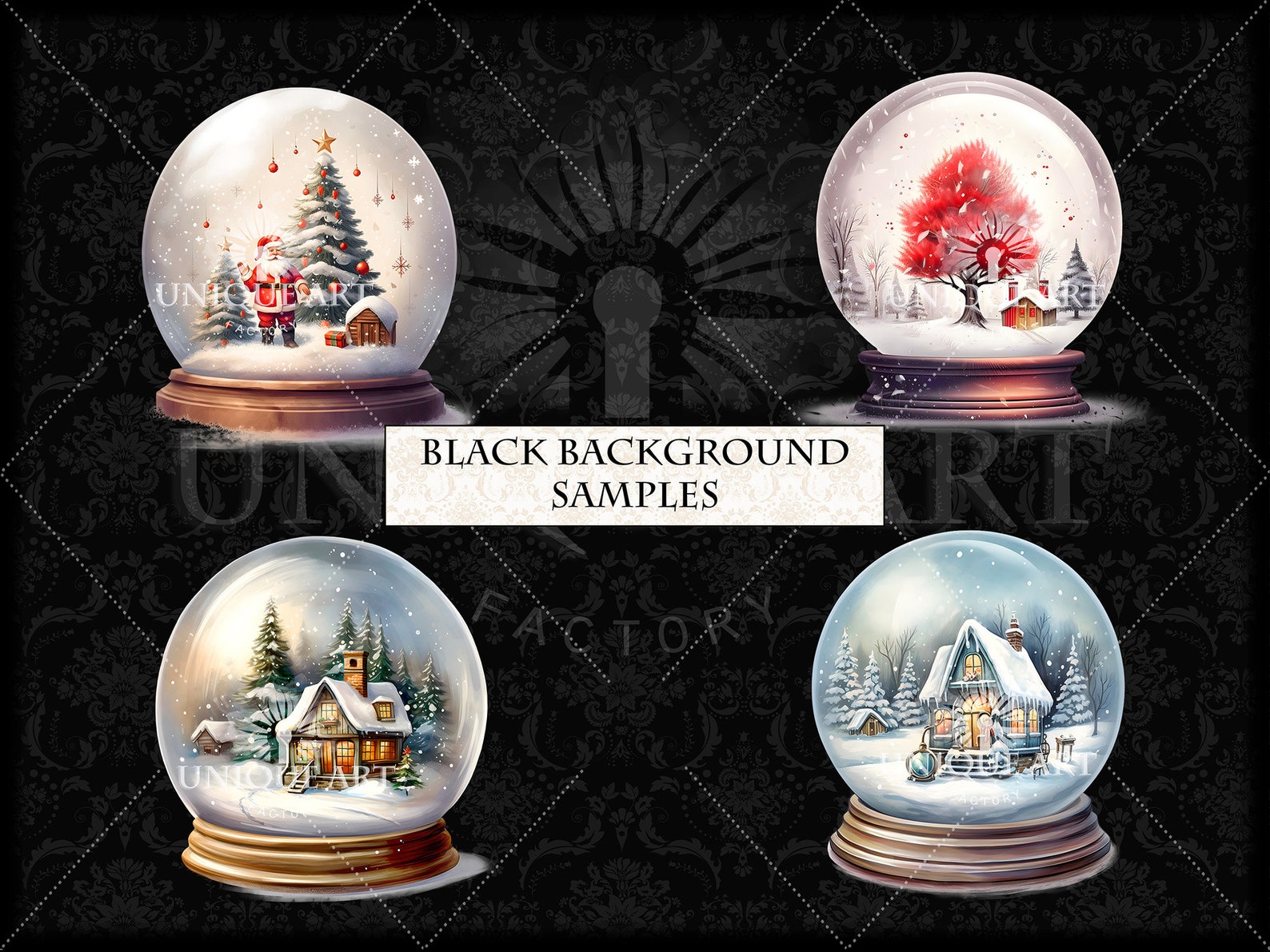 Christmas Snow Globe Watercolor Clipart Bundle HQ Printable - Etsy