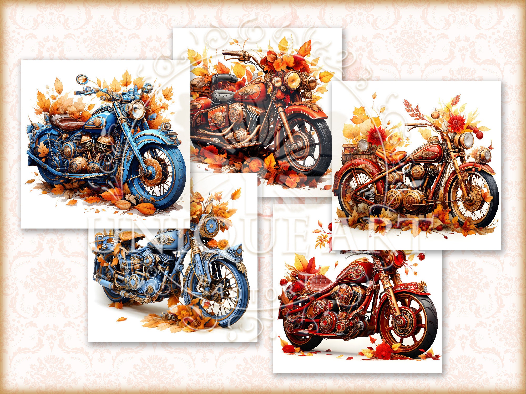 Autumn Motorcycles Classic Boho Style Motorcycle Watercolor - Etsy