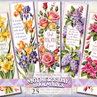 Mother's Day Printable Bookmark Flower Fingerprint Bookmark Mother's ...