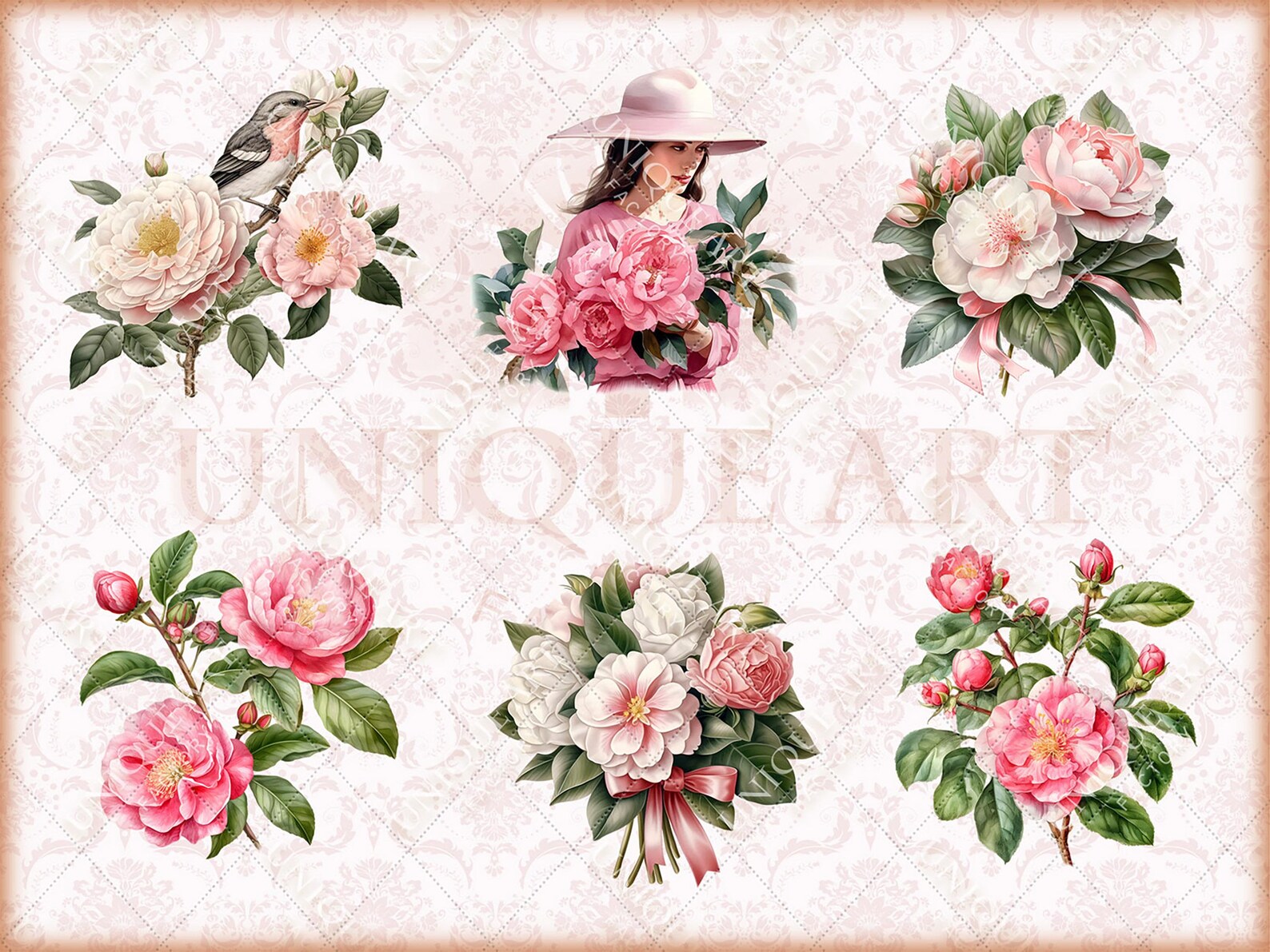 Camellias - Camellia Flower Themed Watercolor Clipart Bundle, 30 HQ ...