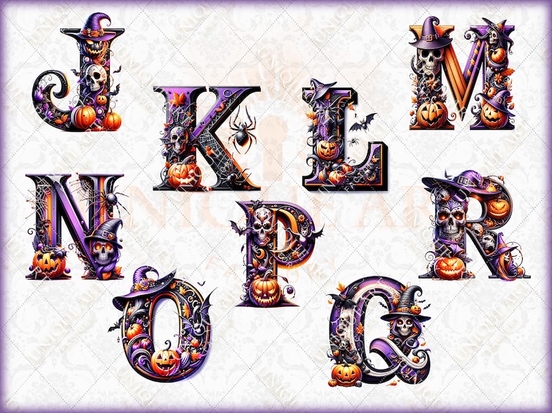 Halloween Alphabet and Numbers, Clipart Bundle, 36 HQ Printable ...