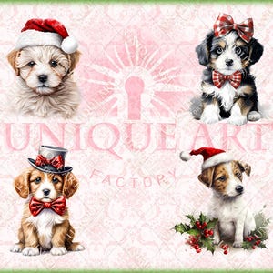 Christmas Puppies, Cute Puppy Watercolor Clipart Bundle, 16 HQ ...