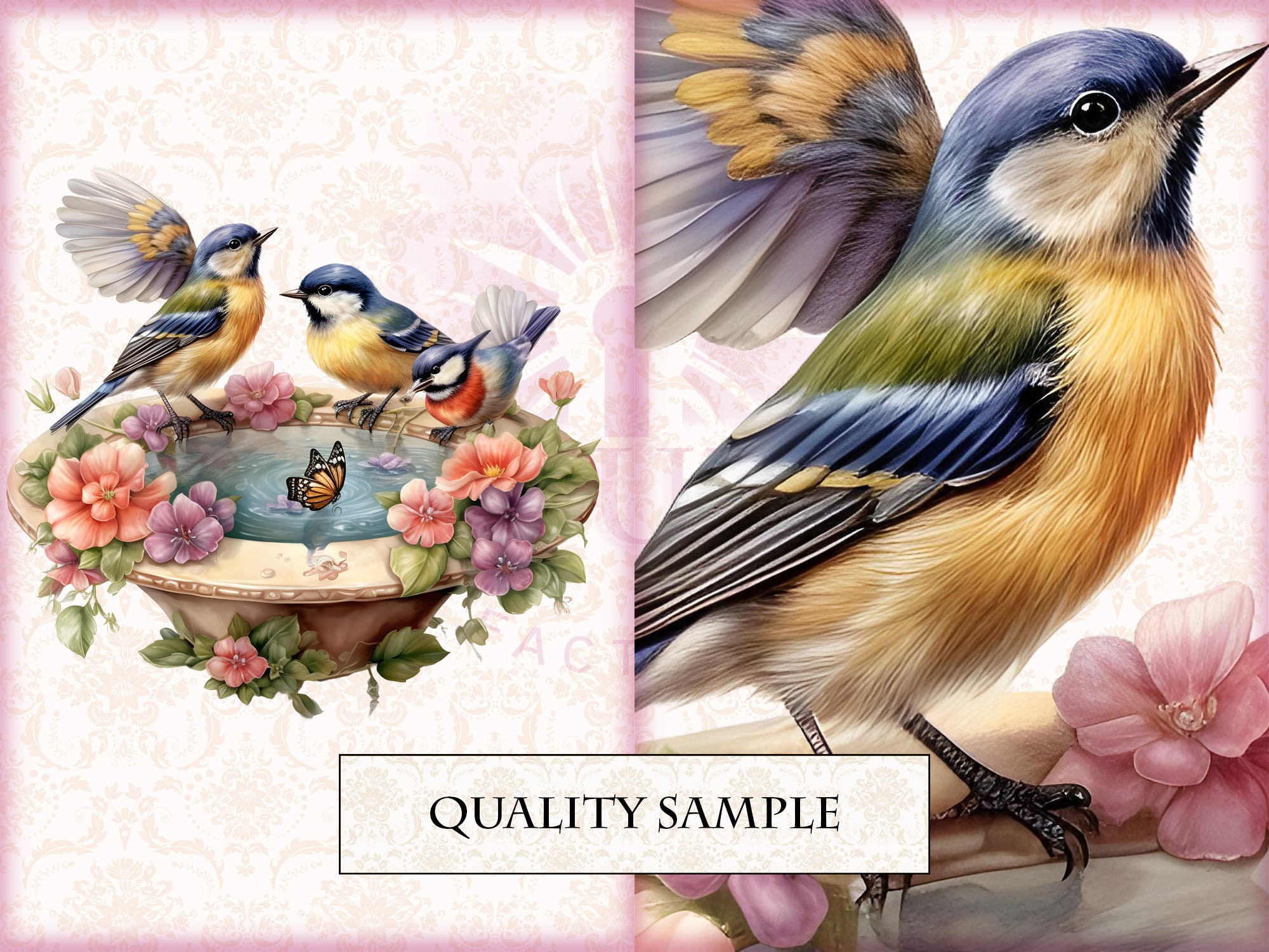 Bird Baths Watercolor Clipart Bundle HQ Printable PNG - Etsy