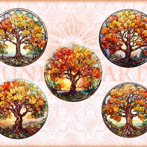 Autumn Sycamore Trees, Stained Glass Watercolor Clipart Bundle - HQ ...