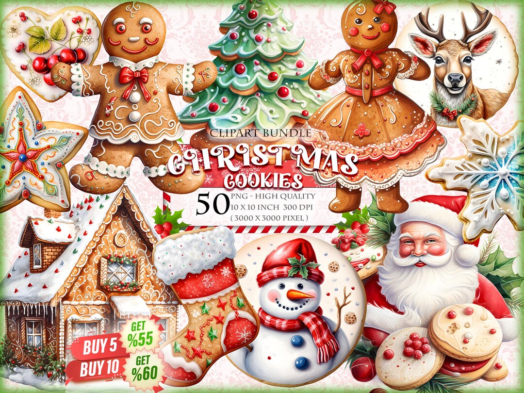 Christmas Cookies, Gingerbread Man, Winter Themed Watercolor Clipart ...