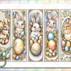 Easter Bunny Bookmarks Vol.01, Watercolor Digital Sheets, 2x7 Inch 20 ...
