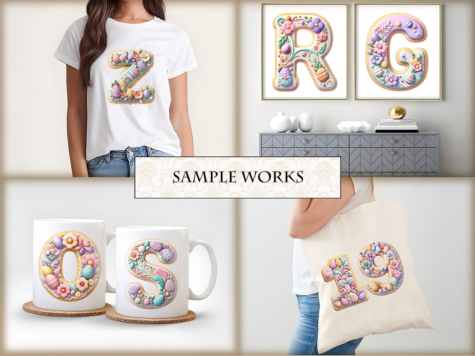 Easter Alphabet and Numbers PNG Bundle, Watercolor Spring Clipart ...