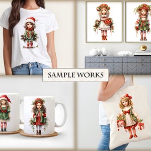 Christmas Holly Jolly Girl, Watercolor Clipart Bundle, 22 HQ Printable ...