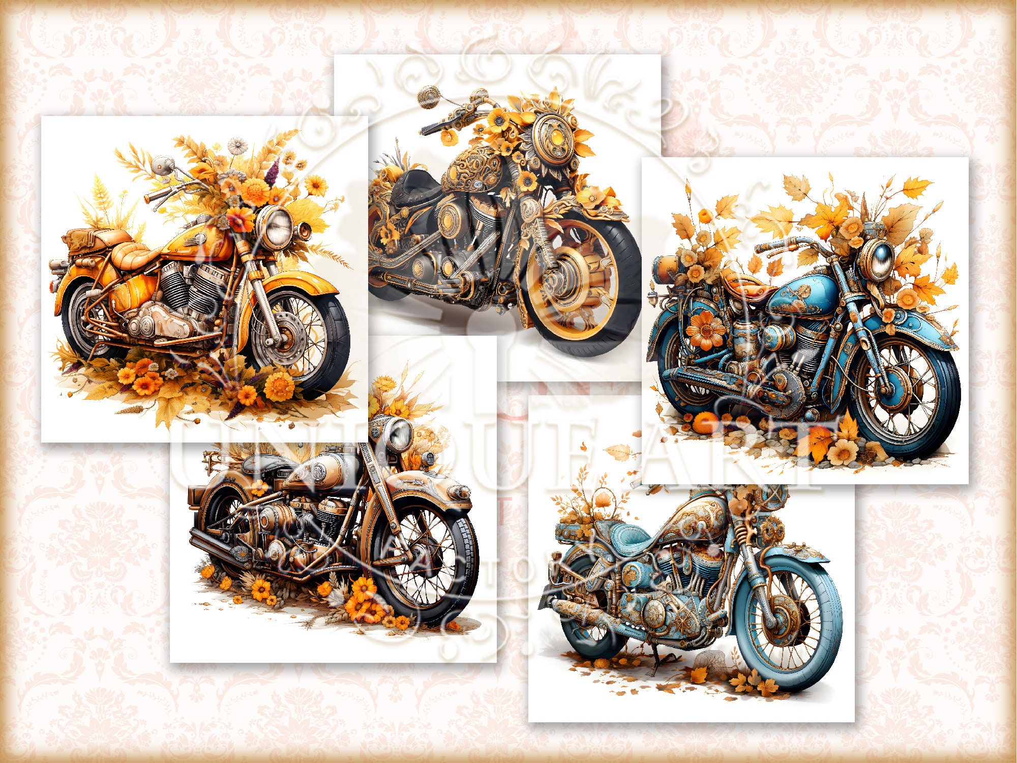 Autumn Motorcycles Classic Boho Style Motorcycle Watercolor - Etsy