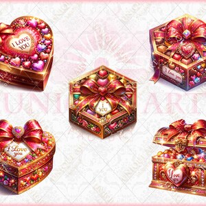 Valentine Chocolate Box, Watercolor Clipart Bundle, 20 HQ Printable ...