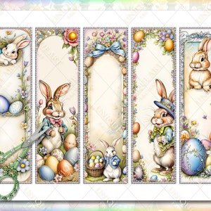 Easter Bunny Bookmarks Vol.02, Watercolor Digital Sheets, 2x7 Inch 20 ...